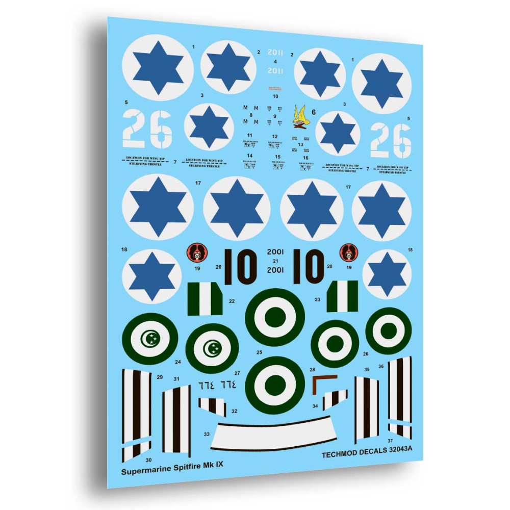 Techmod 32043 1/32 Supermarine Spitfire Ix 1948-1949 Israeli Aircraft Wet Decal Model Kit Decals ...