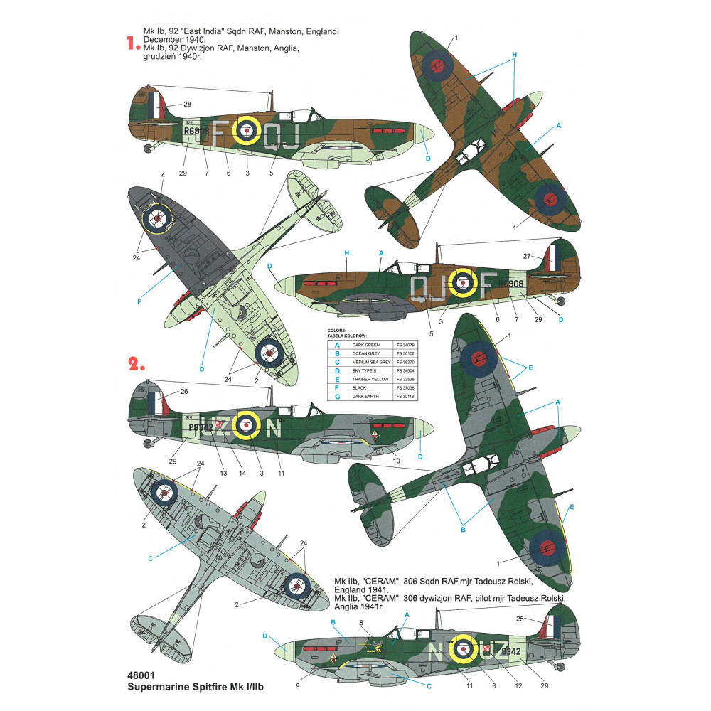 Techmod 48001 1/48 Supermarine Spitfire Mk I/Iib 1940-1941 Wet Decal ...
