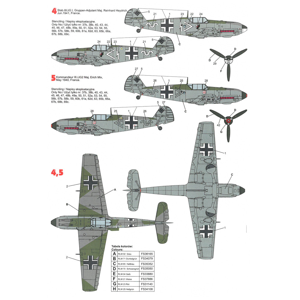 Techmod 48013 1/48 Messerschmitt Bf 109e-4 German Fighter 1940-41 Wet ...