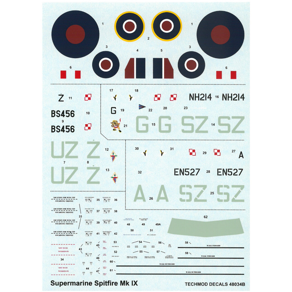 Techmod 48034 1/48 Supermarine Spitfire Mk.ix Polish Aircraft Wet Decal ...
