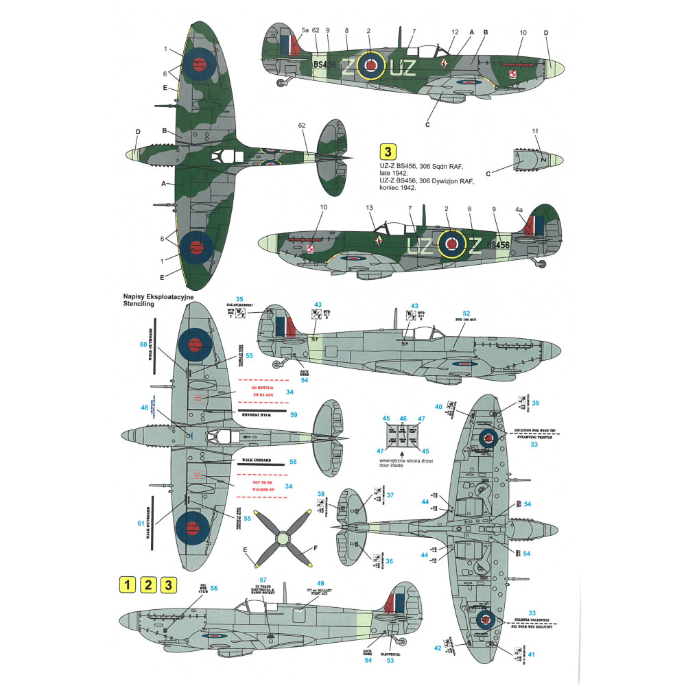 Techmod 48034 1/48 Supermarine Spitfire Mk.ix Polish Aircraft Wet Decal ...