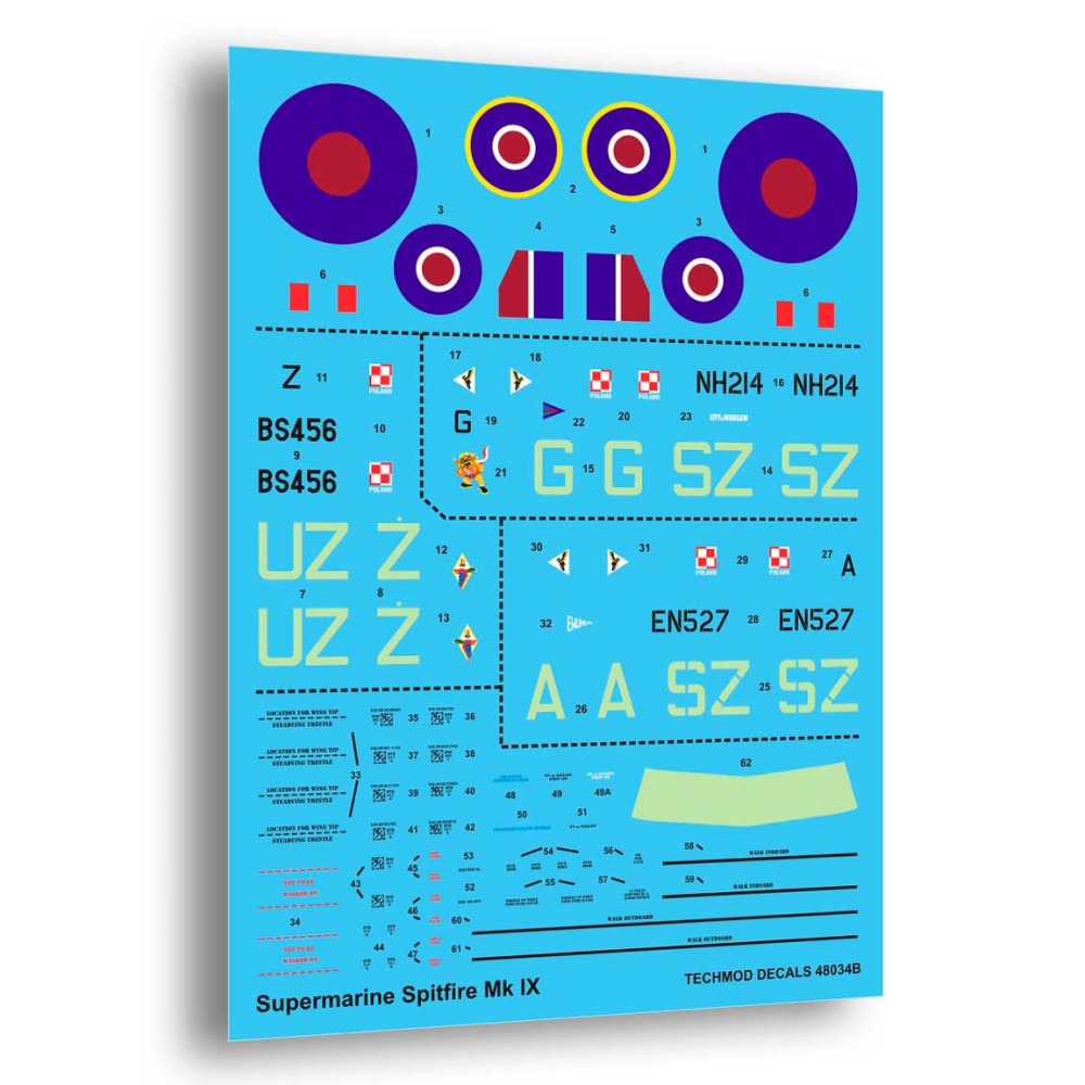 Techmod 48034 1/48 Supermarine Spitfire Mk.IX Polish aircraft wet decal ...