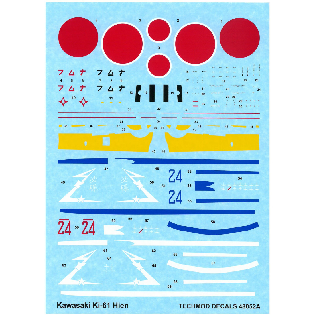 Techmod 48052 1/48 Kawasaki Ki-61 Hien Blue Japan 1944-1945 Aircraft Wet Decal Wwii Model Kit ...