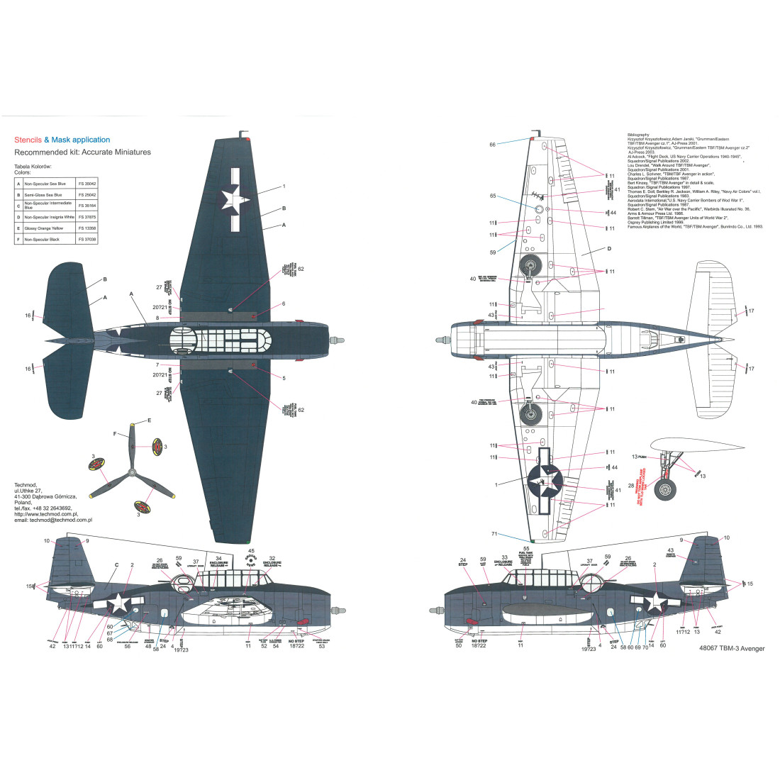 Techmod 48067 1/48 Grumman Tbm-3 Avenger Torpedo Bomber 1945 Aircraft ...