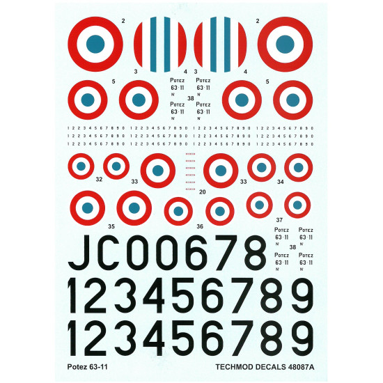 Techmod 48087 1/48 Potez 63-11 French fighter Wet Decal WWII w/Mask WWII