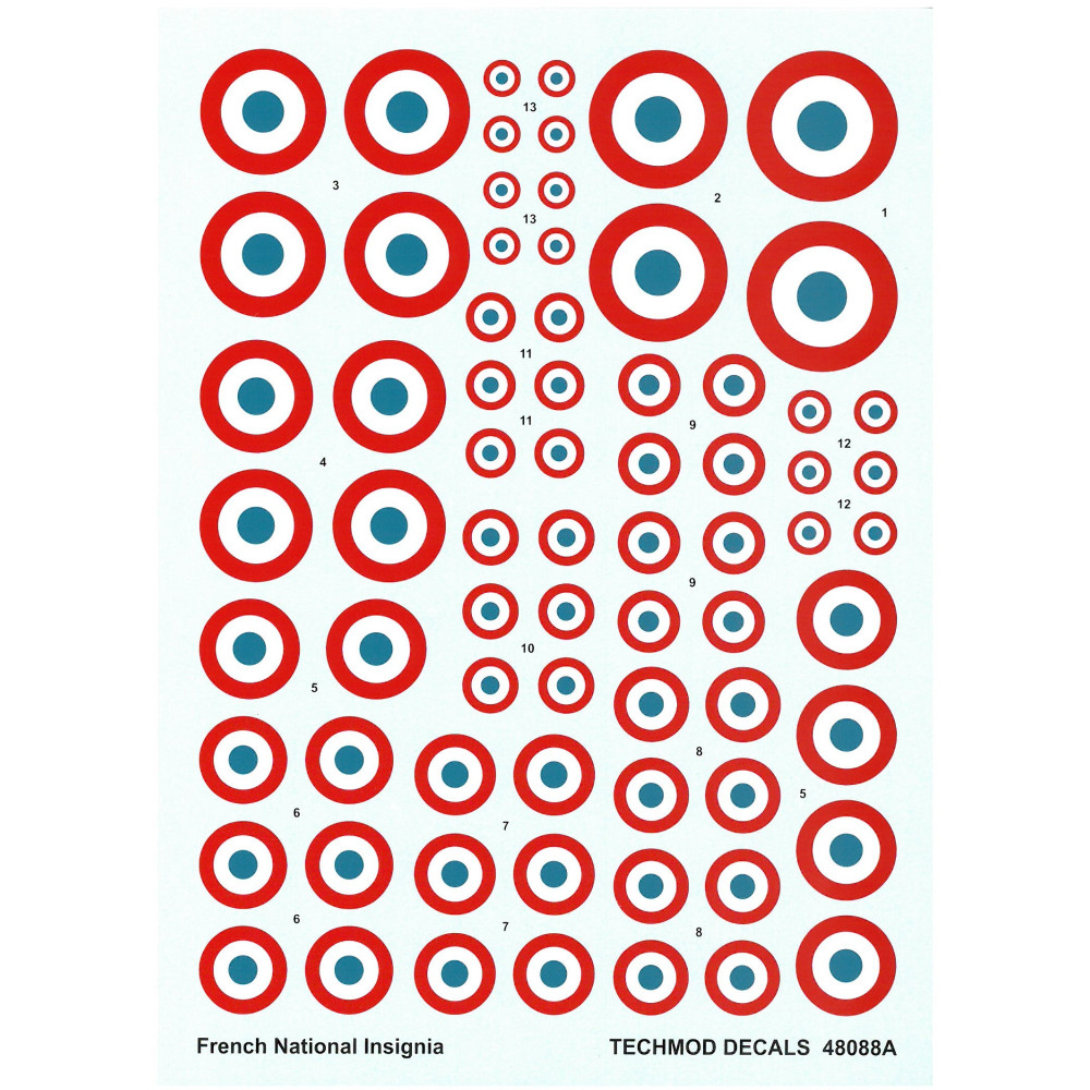 Techmod 48088 1/48 French National Insignia 1938-1942 Wet Decal WWII