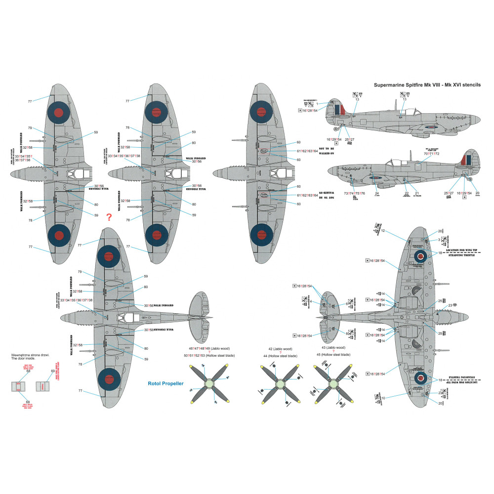 Techmod 48093 1/48 Supermarine Spitfire I-XVI Stencils aircraft Wet ...