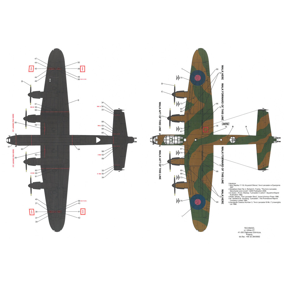 Techmod 48801 1/48 Avro Lancaster B.I 1944–1945 Polish aircraft wet decal