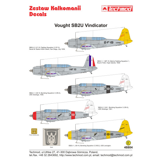 Techmod 48804 1/48 Vought SB2U Vindicator 1938-41 US Dive bomber Wet ...