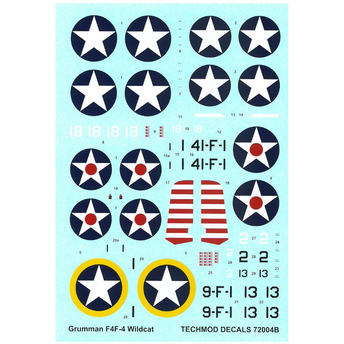 Techmod 72004 1/72 Grumman F4F-4 Wildcat US Fighter 1942 Wet Decal WWII