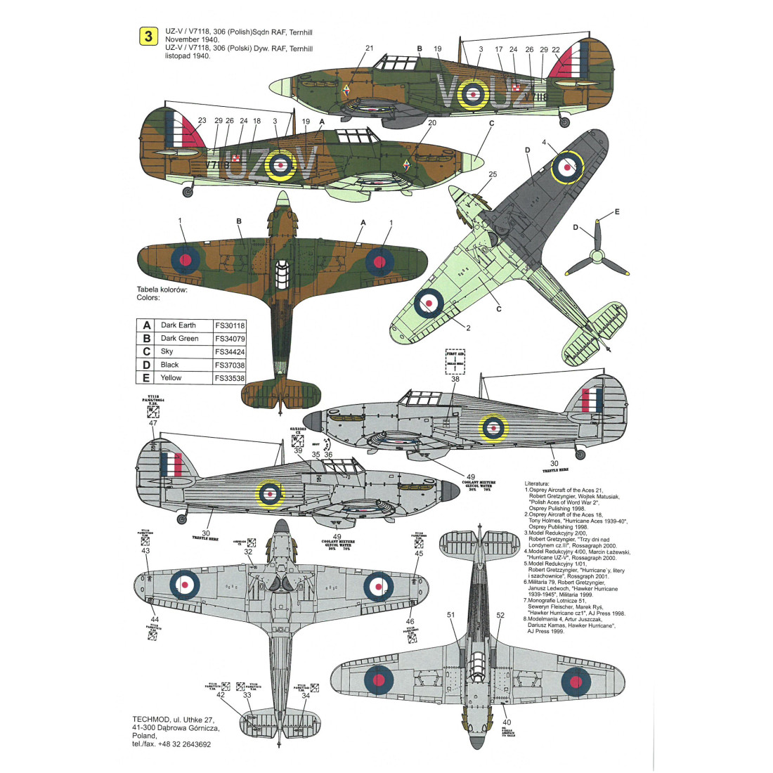 Techmod 72006 1/72 Hawker Hurricane Mk I 1940 Polish RAF aircraft wet ...