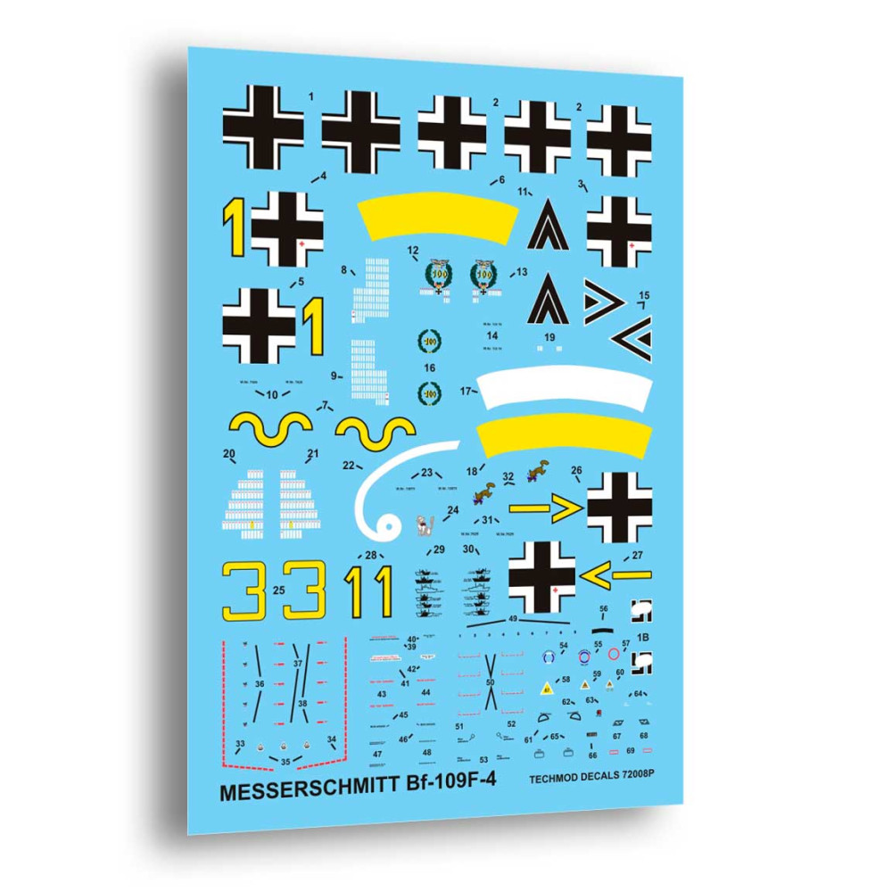 Techmod 72008 1/72 Messerschmitt Bf 109F-4 1942 aircraft wet decal WWII