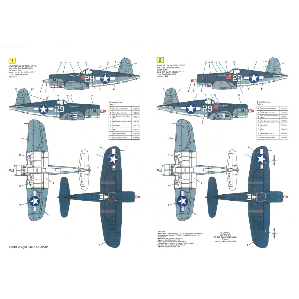 Techmod 72018 1/72 Vought F4U-1A Corsair US Fighter Bomber 1944 Wet ...