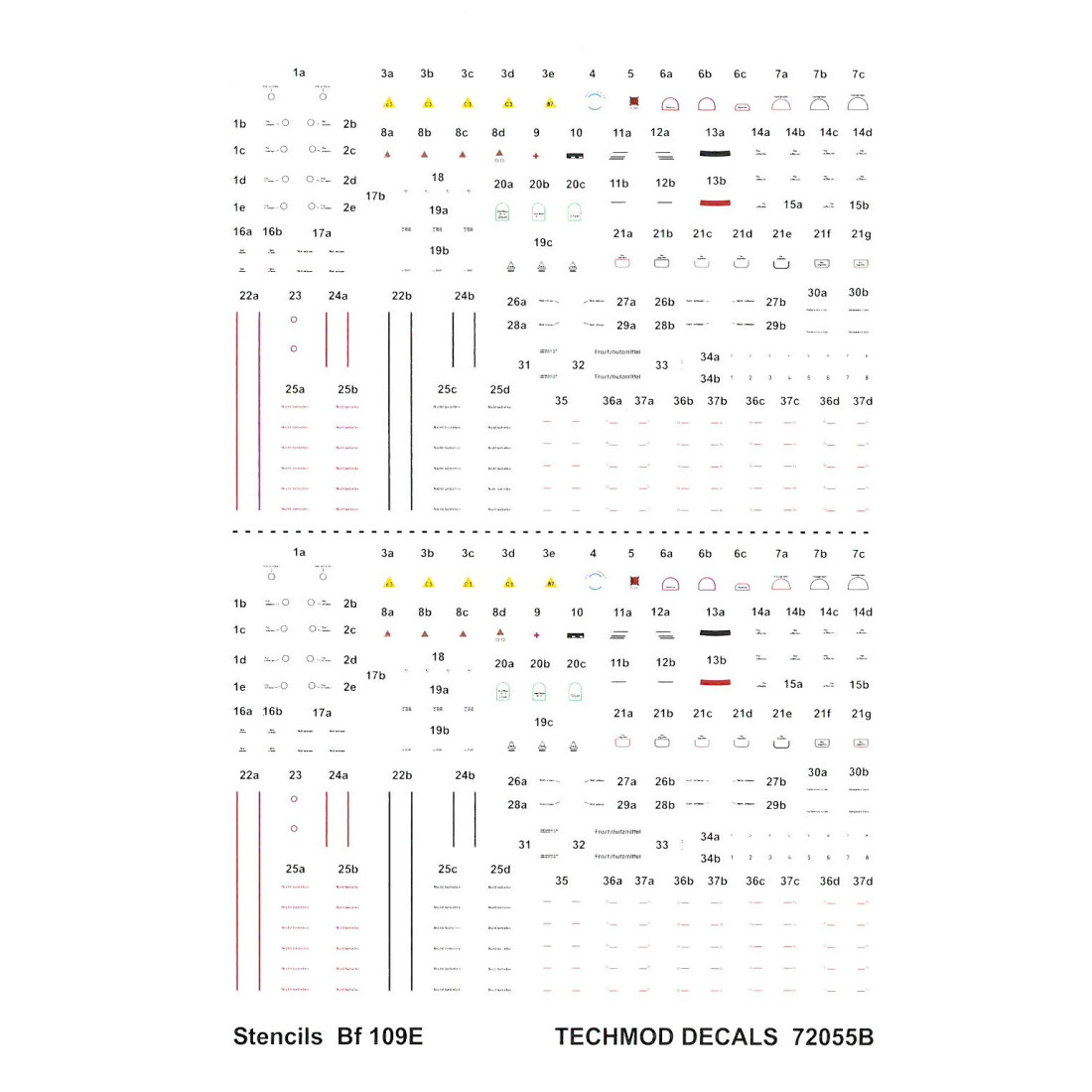 Techmod 72055 1/72 Stencils For Messerschmitt Bf-109e Aircraft Wet ...