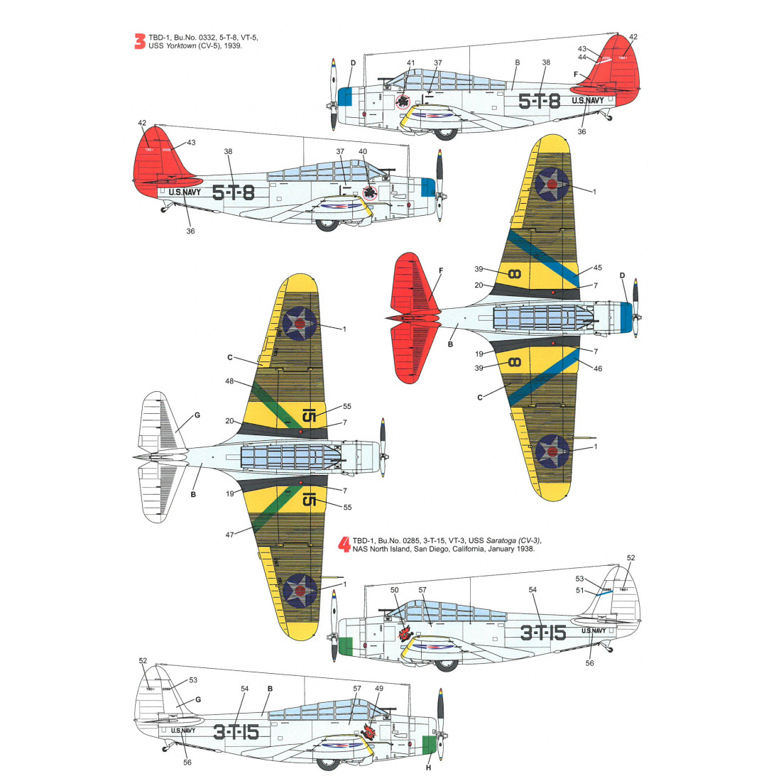 Techmod 72134 1/72 Douglas Tbd-1 Devastator Us Torpedo Bomber Wet Decal ...