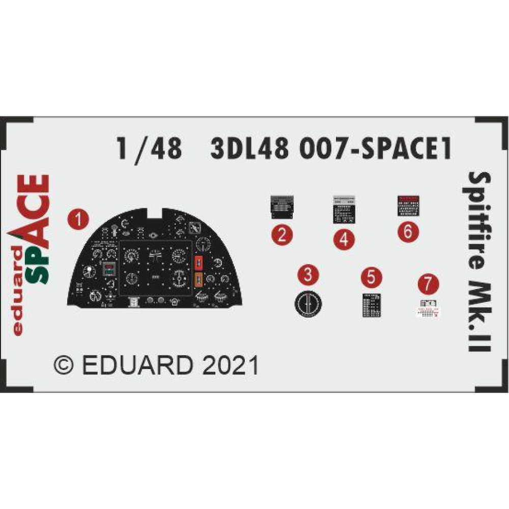 Eduard 3DL48007 1/48 Spitfire Mk.II SPACE 3D Decal for Aircraft Space