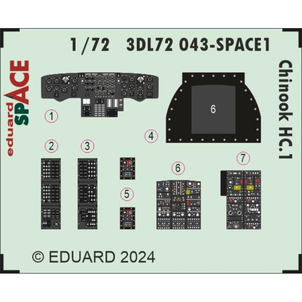 Eduard 3DL72043 1/72 Chinook HC.1 SPACE 3D Decal for Aircraft Space