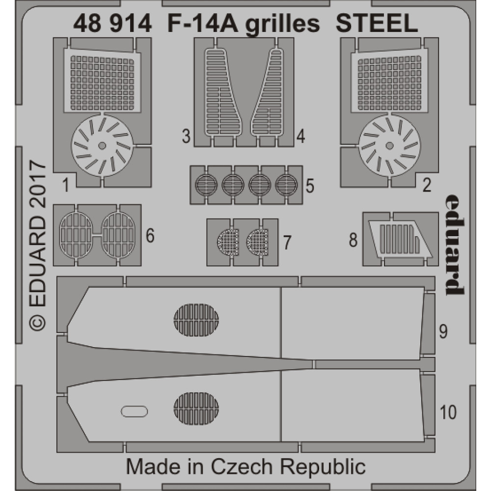 Eduard 48914 1/48 F-14A grilles STEEL Photo-Etched for Aircraft Photo ...