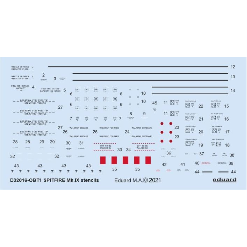 Eduard D32016 1/32 Spitfire Mk.IX stencils Decal for Aircraft