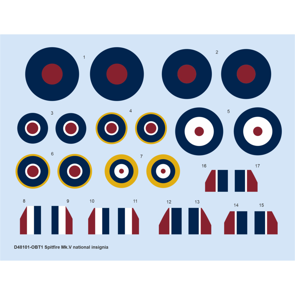 Eduard D48101 1/48 Spitfire Mk.V national insignia Decal for Aircraft