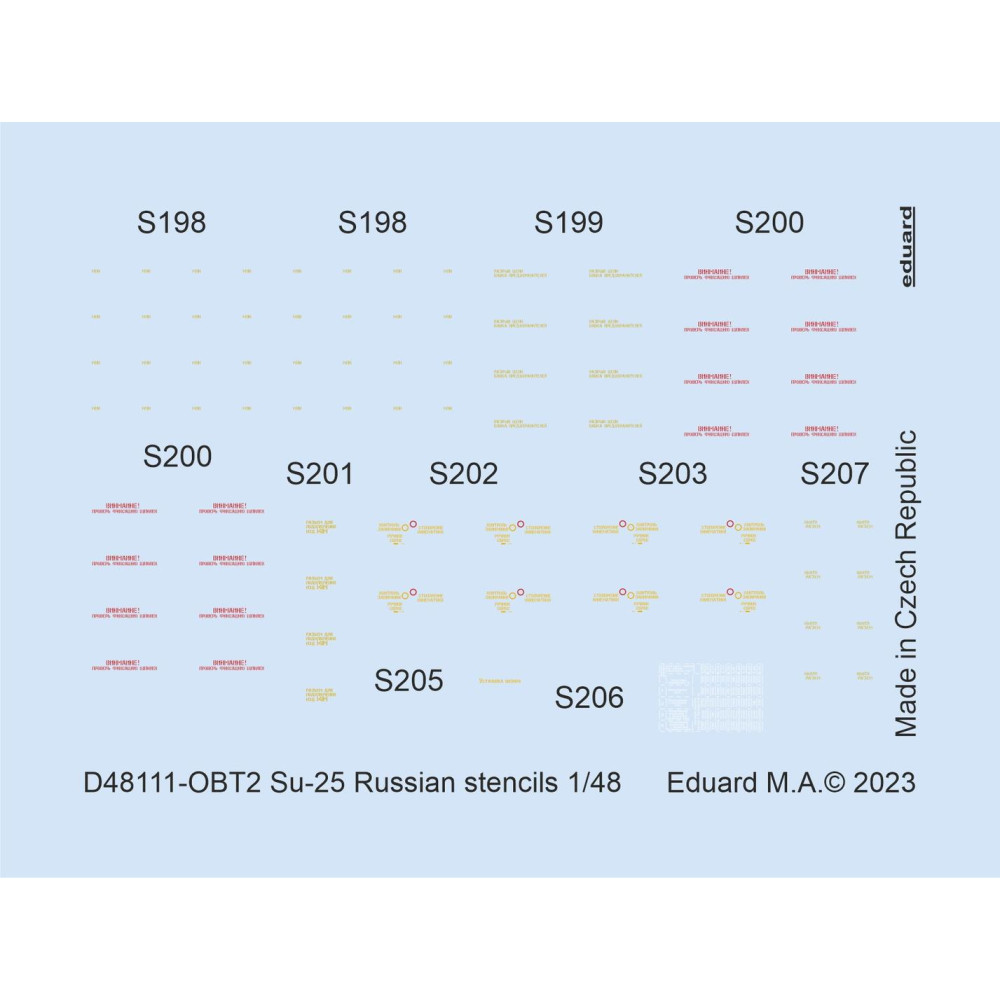 Eduard D48111 1/48 Su-25 Russian stencils Decal for Aircraft