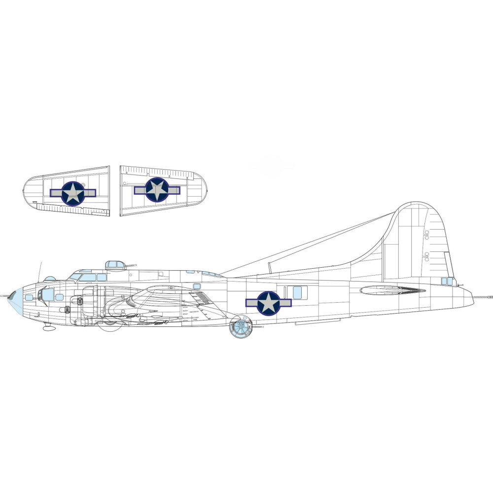 Eduard EX1055 1/48 B-17F US national insignia w/ blue outline Sticker ...
