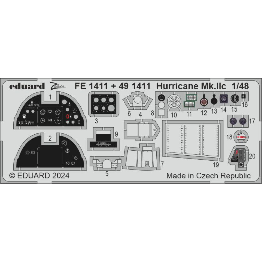 Eduard FE1411 1/48 Hurricane Mk.IIc Photo-Etched for Aircraft Zoom set