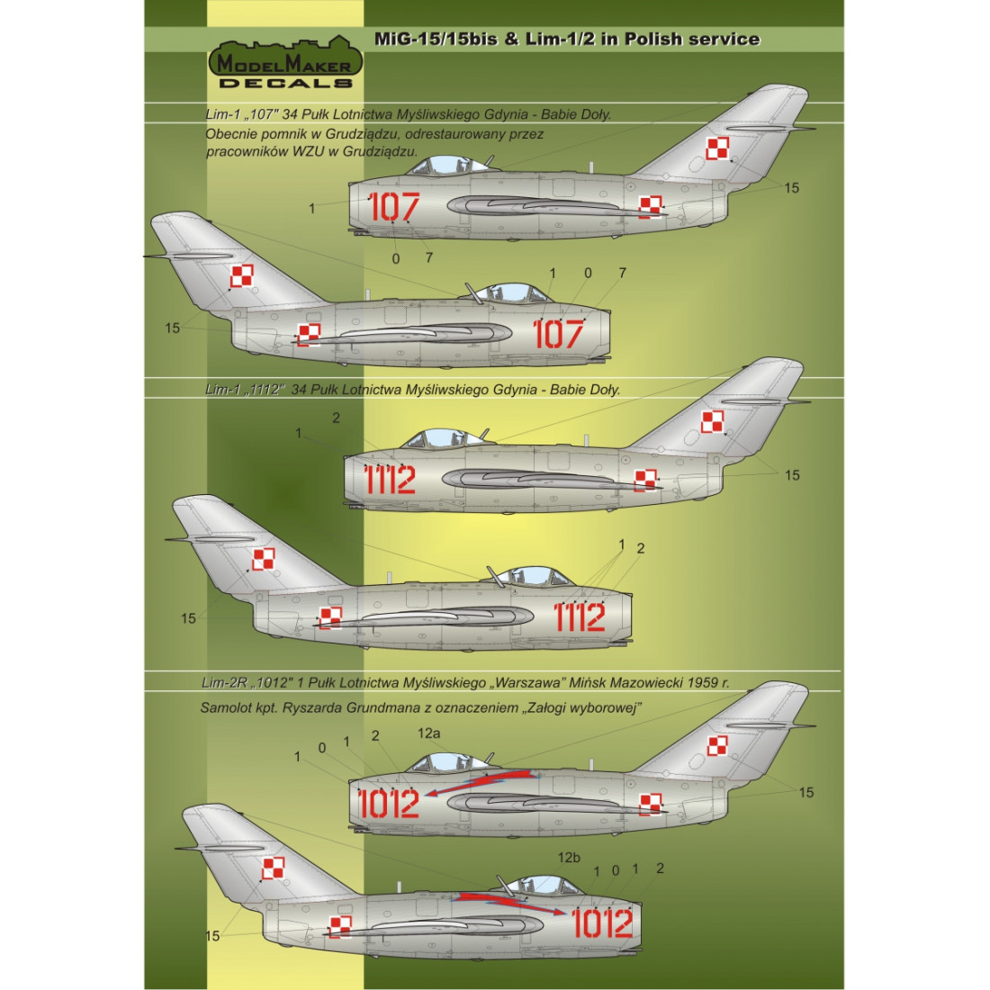 ModelMaker 1/144 D144023 MiG-15/15bis and Lim-1/2 Polish service ...