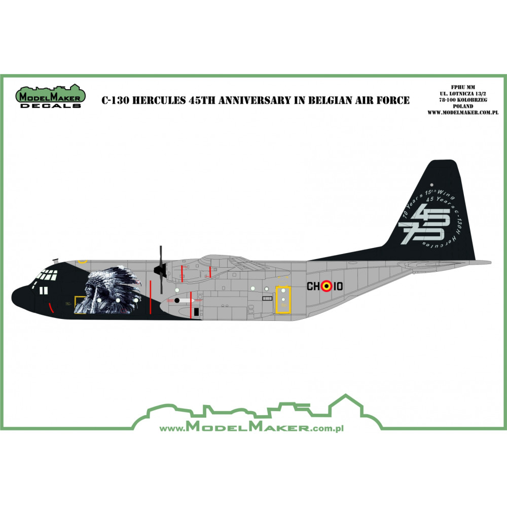 ModelMaker 1/144 D144156 C-130 Hercules 45th Belgian Air Force Aircraft Decal Model Kit Decals ...