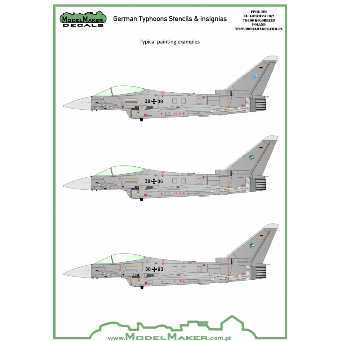 ModelMaker 1/32 D32095 German Typhoons Stencils and insignias Aircraft ...