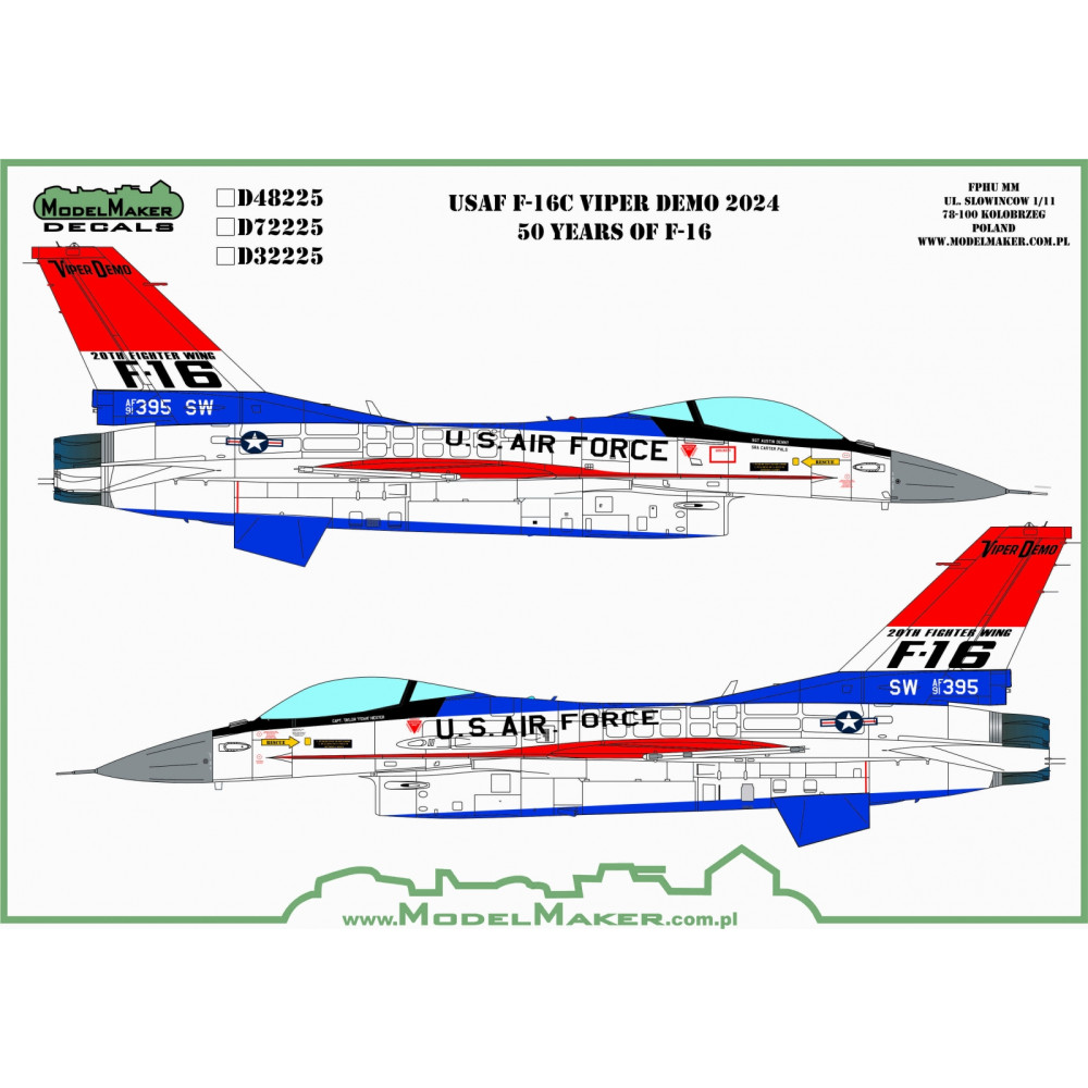 ModelMaker 1/32 D32225 USAF F-16C Viper Demo 2024 50 Years F-16 ...