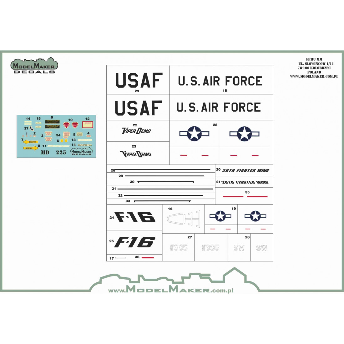 ModelMaker 1/32 MD32225 USAF F-16C Viper Demo 2024 50 Years F-16 Masks ...