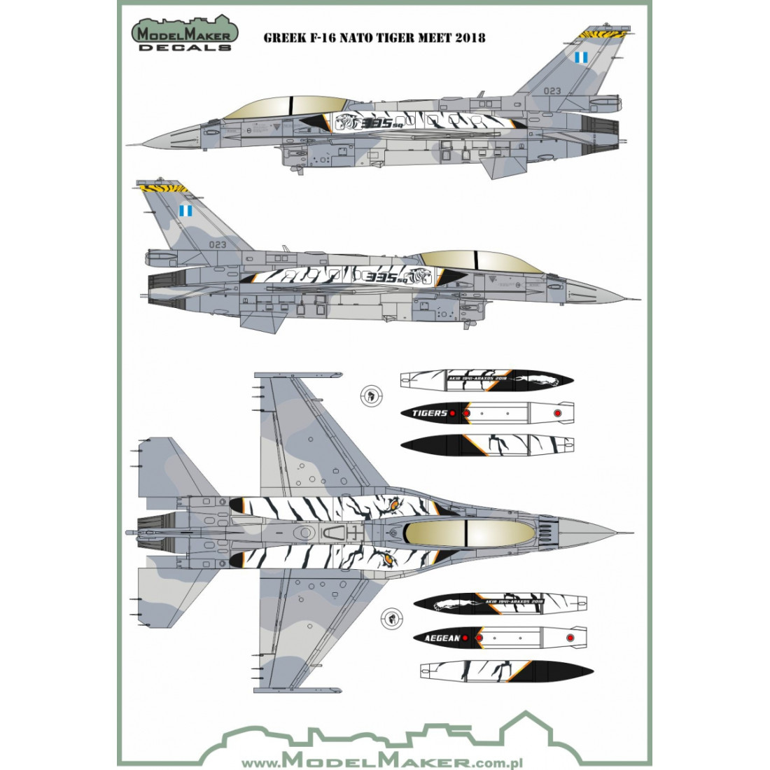 ModelMaker 1/48 D48126 Greek F-16 NATO Tiger Meet 2018 Aircraft Decal