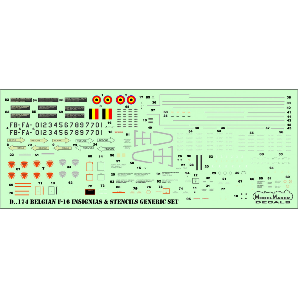 ModelMaker 1/48 D48178 Belgian F-16 75TH Anniversary Aircraft Decal
