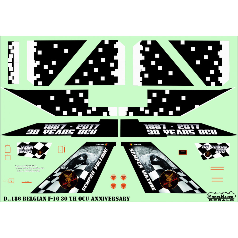 ModelMaker 1/48 D48186 Belgian F-16 30th OCU anniversary Aircraft Decal