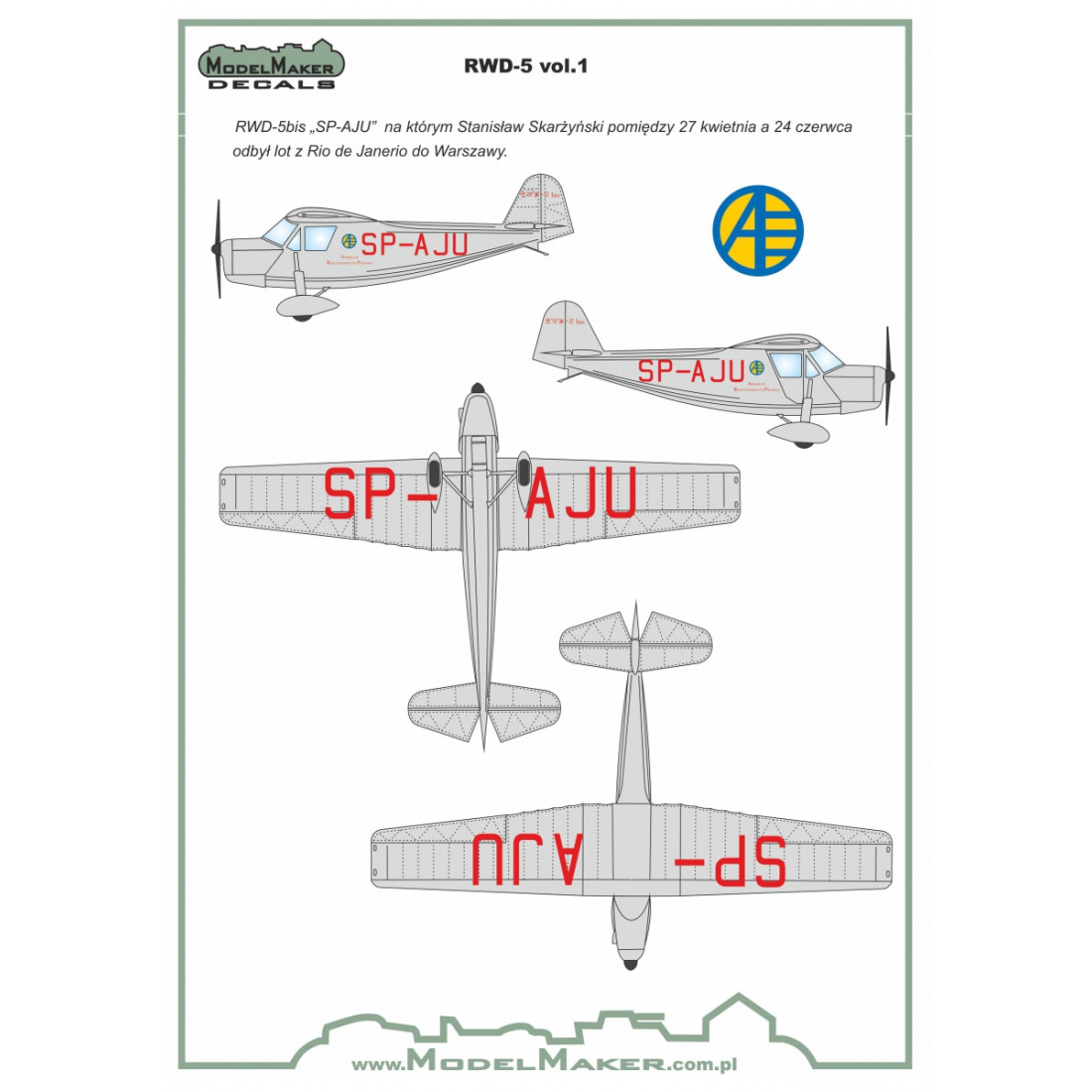 ModelMaker 1/72 D72021A RWD-5 Aircraft Decal
