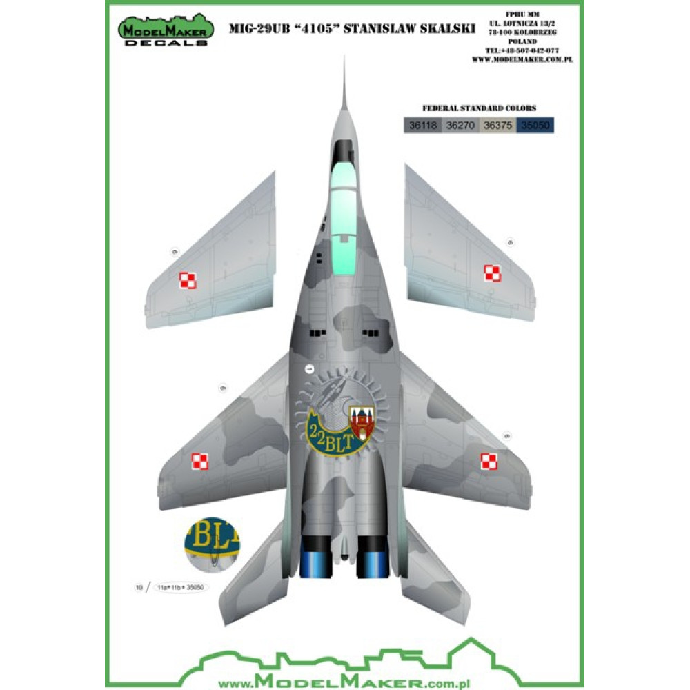 ModelMaker 1/72 D72055 MiG-29UB "4105" Stanislaw Skalski Aircraft Decal