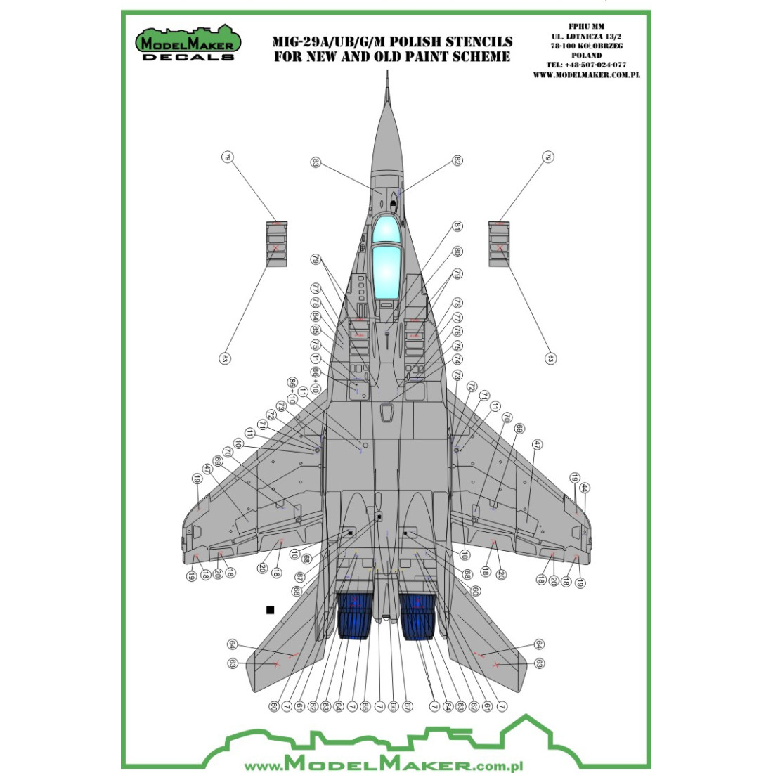 ModelMaker 1/72 D72091 MiG-29 Polish stencils Aircraft Decal