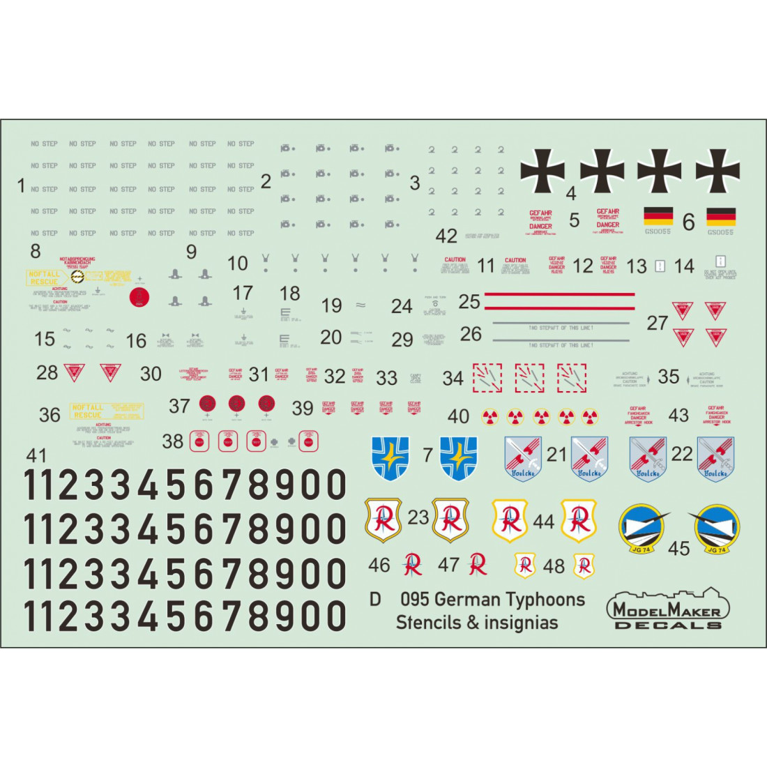 ModelMaker 1/72 D72095 German Typhoons Stencils and insignias Aircraft ...
