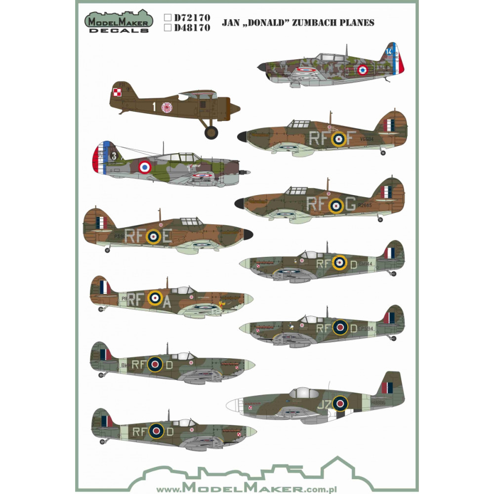 ModelMaker 1/72 D72170 Jan "Donald Duck" Zumbach planes Aircraft Decal