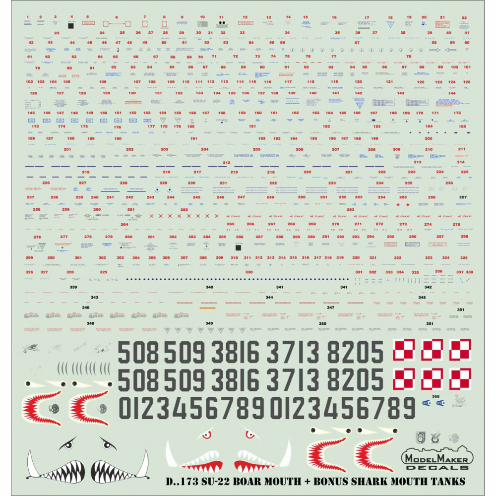 ModelMaker 1/72 D72173 Su-22 Boar Mouth + bonus shark mouth tanks ...