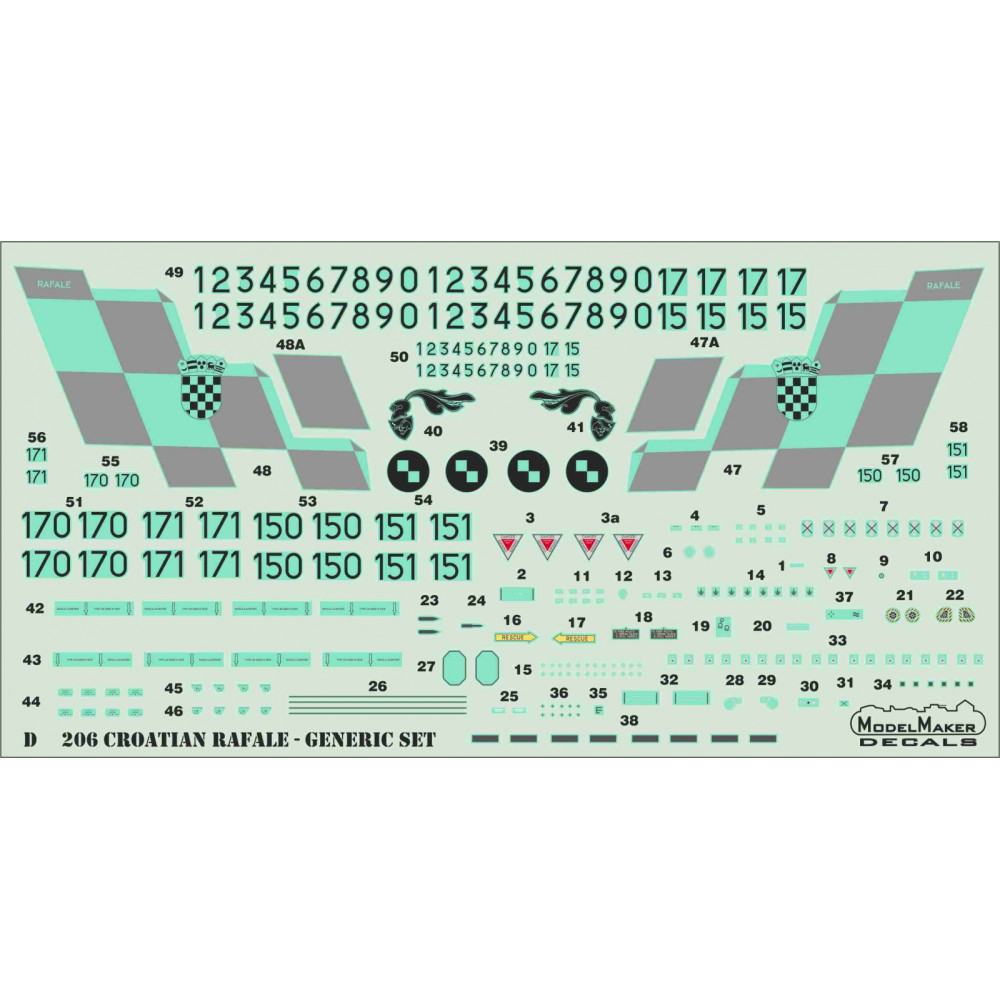 ModelMaker 1/72 D72206 Croatian Rafale - Generic set Aircraft Decal