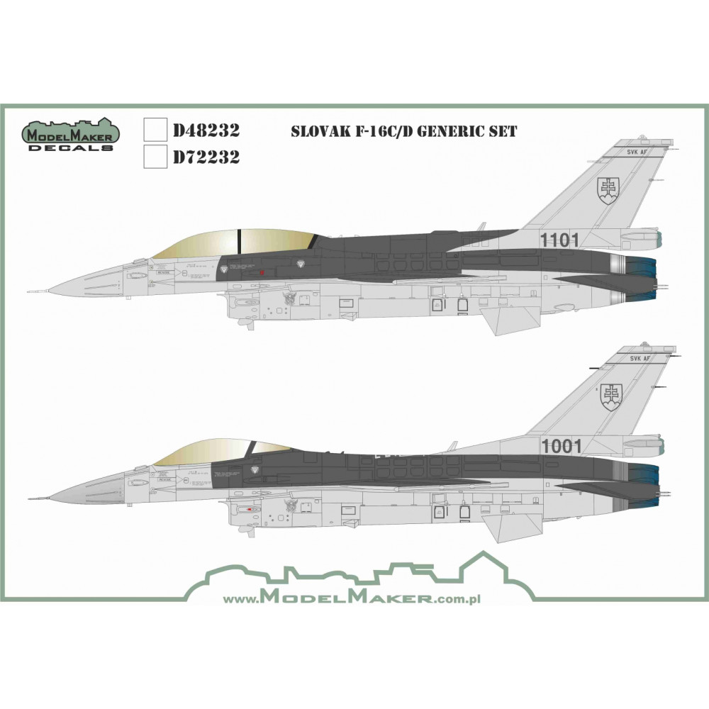 ModelMaker 1/72 D72232 Slovak F-16C/D generic set Aircraft Decal