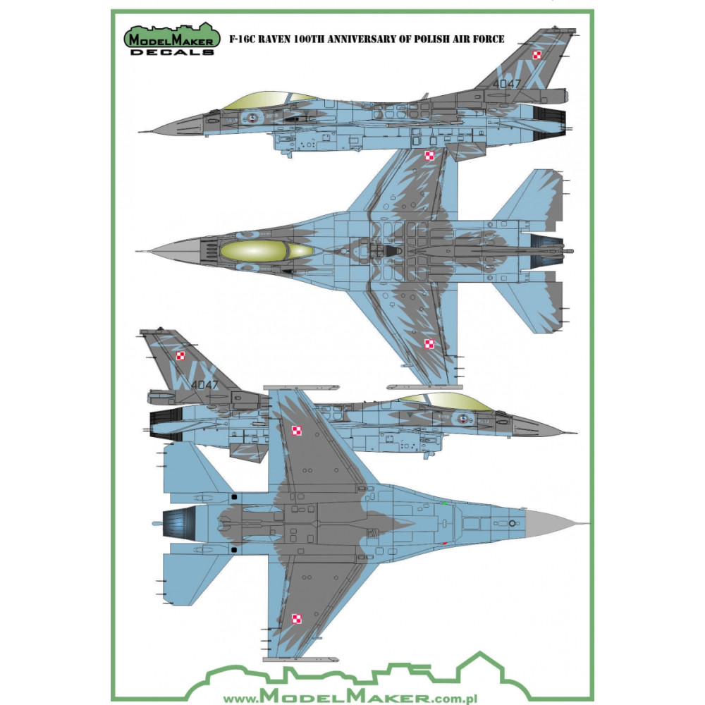 ModelMaker 1/72 MD72138 Polish F-16C RAVEN 100th Anniversary Polish AF ...