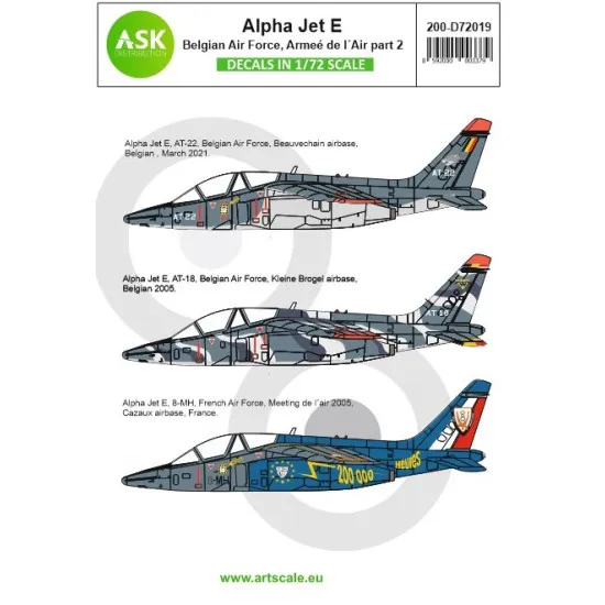 Ask D72019 1/72 Decal For Alpha Jet E Belgian Air Force And Armee De ...